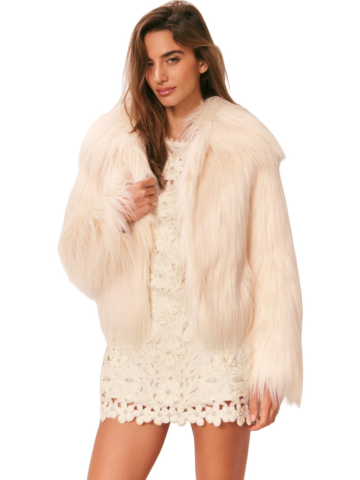 LOVESHACKFANCY LoveShackFancy Fallon Faux Fur Jacket