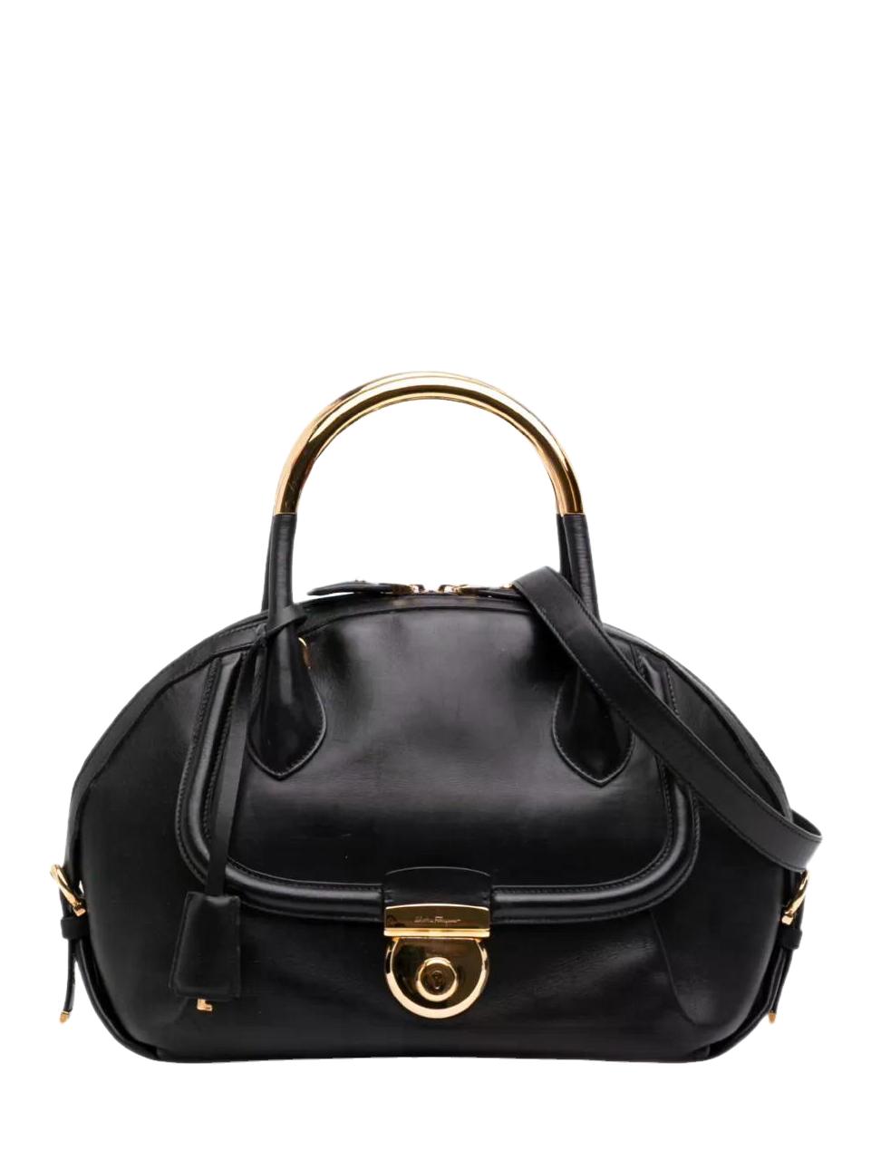 SALVATORE FERRAGAMO Ferragamo Leather Fiamma Satchel