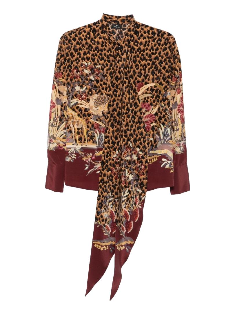ETRO Etro Printed Silk Shirt with Pussy Bow Detail
