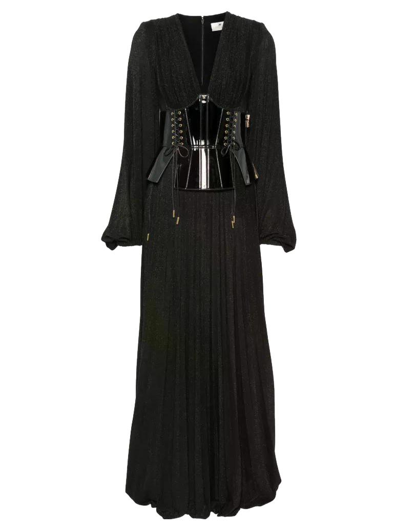 ELISABETTA FRANCHI Elisabetta Franchi Corset-Style Pleated Maxi Dress