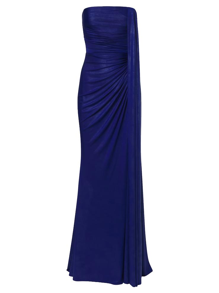 ELIE SAAB Elie Saab Draped Coated Jersey Bustier Gown