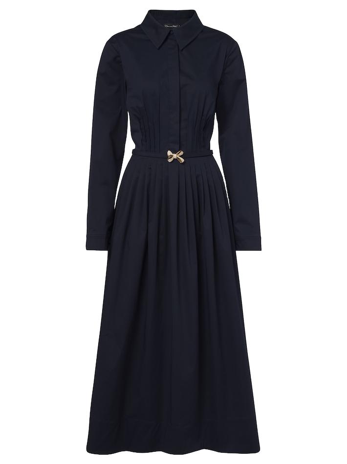 OSCAR DE LA RENTA Oscar de la Renta Belted Embellished Cotton Shirt Dress