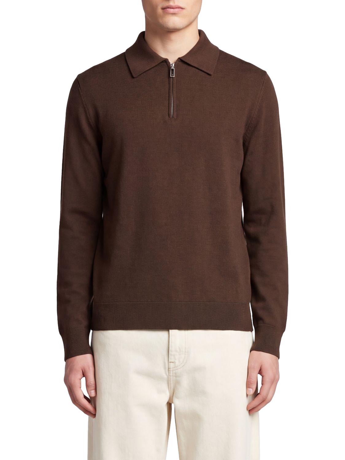 PAOLO PECORA long-sleeved wool knit polo shirt with zip closure