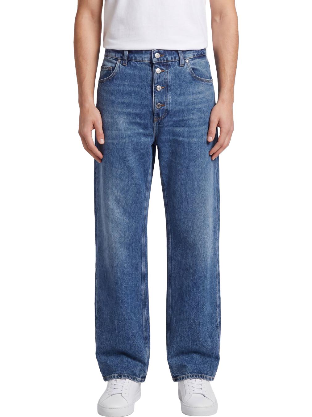 DOLCE & GABBANA Dolce & Gabbana Mid-Rise Wide-Leg Denim Jeans with Rear Logo Plaque