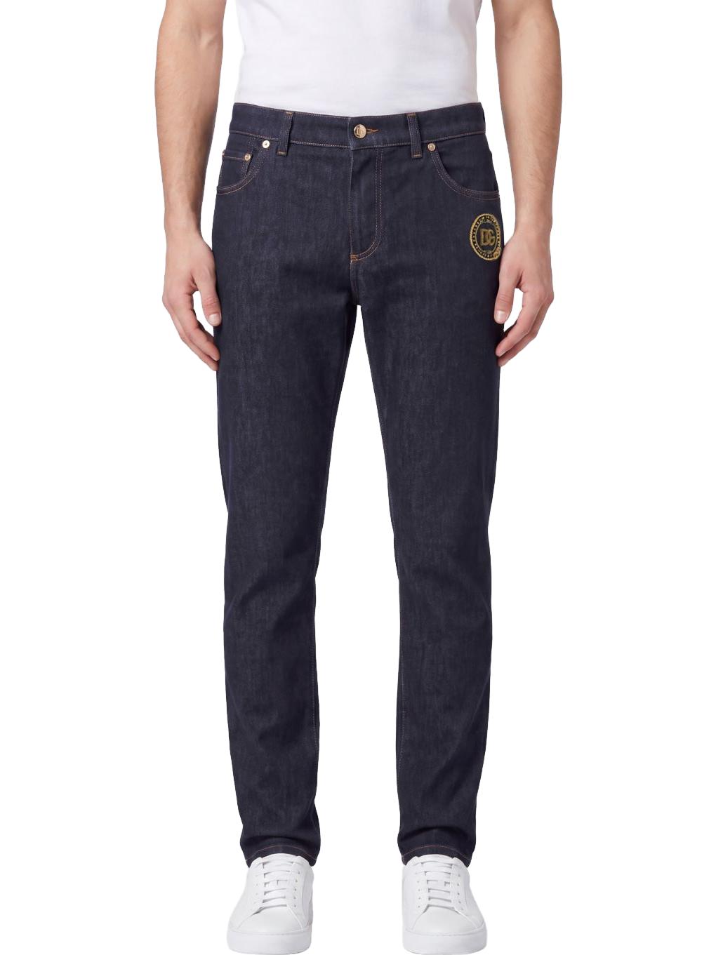 DOLCE & GABBANA Dolce & Gabbana Mid-Rise Skinny Fit Jeans in Silk-Cotton Denim