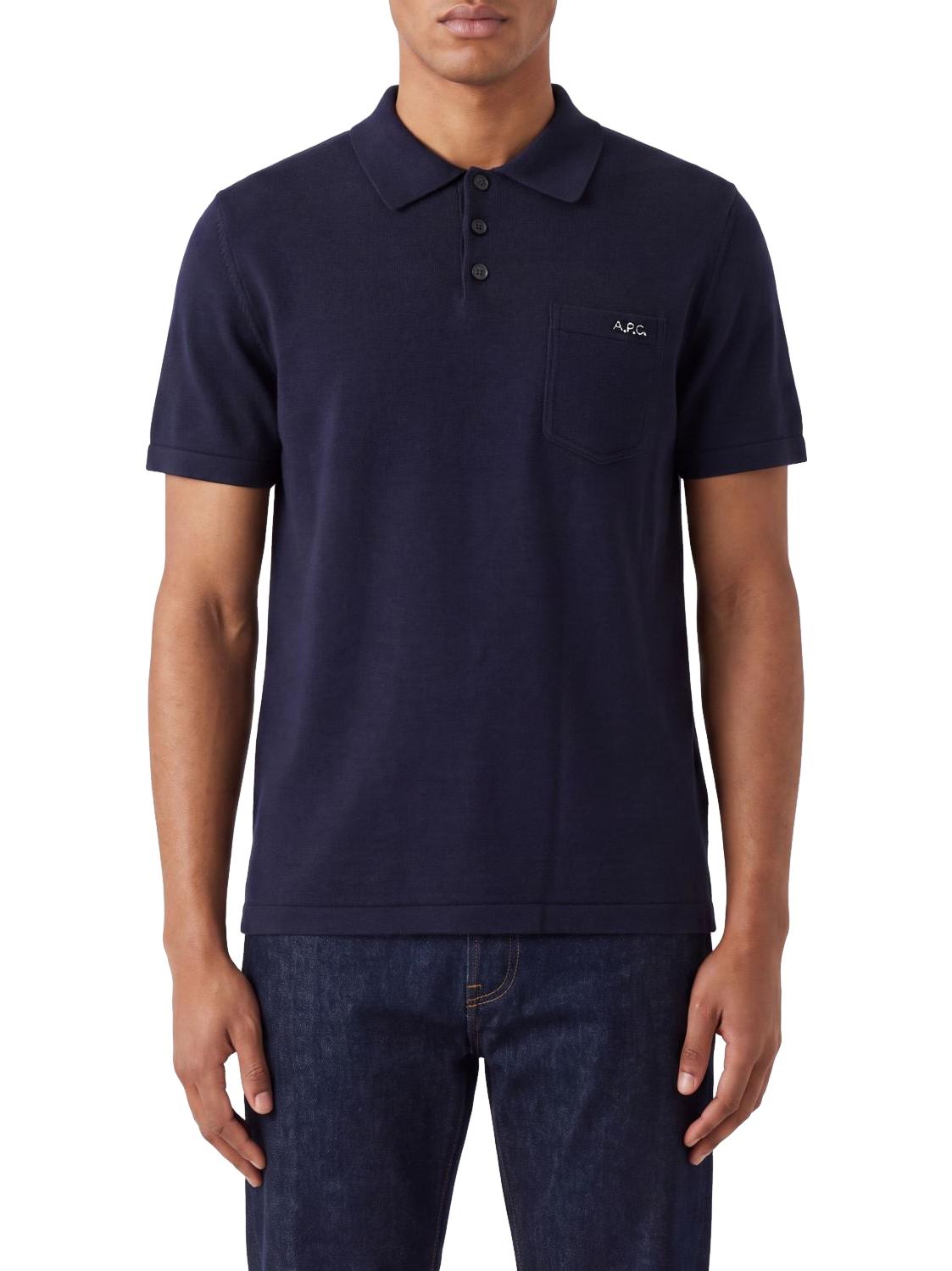 A.P.C. pure virgin wool short-sleeved polo shirt with patch pocket