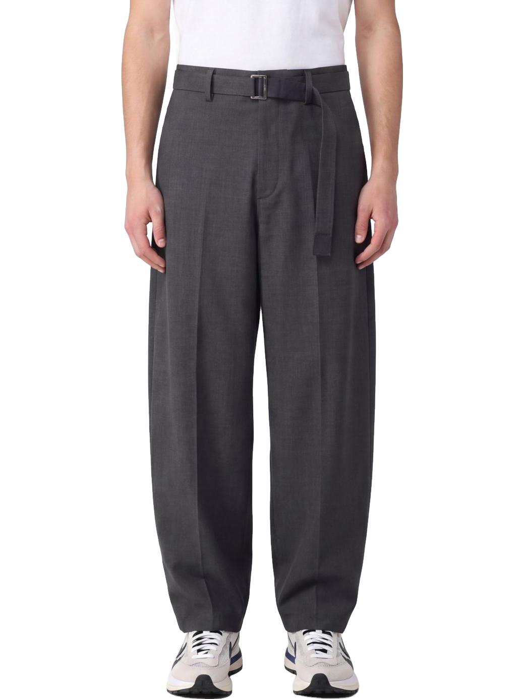 SACAI Sacai Wide-Leg Wool Blend Trousers with Adjustable Belt
