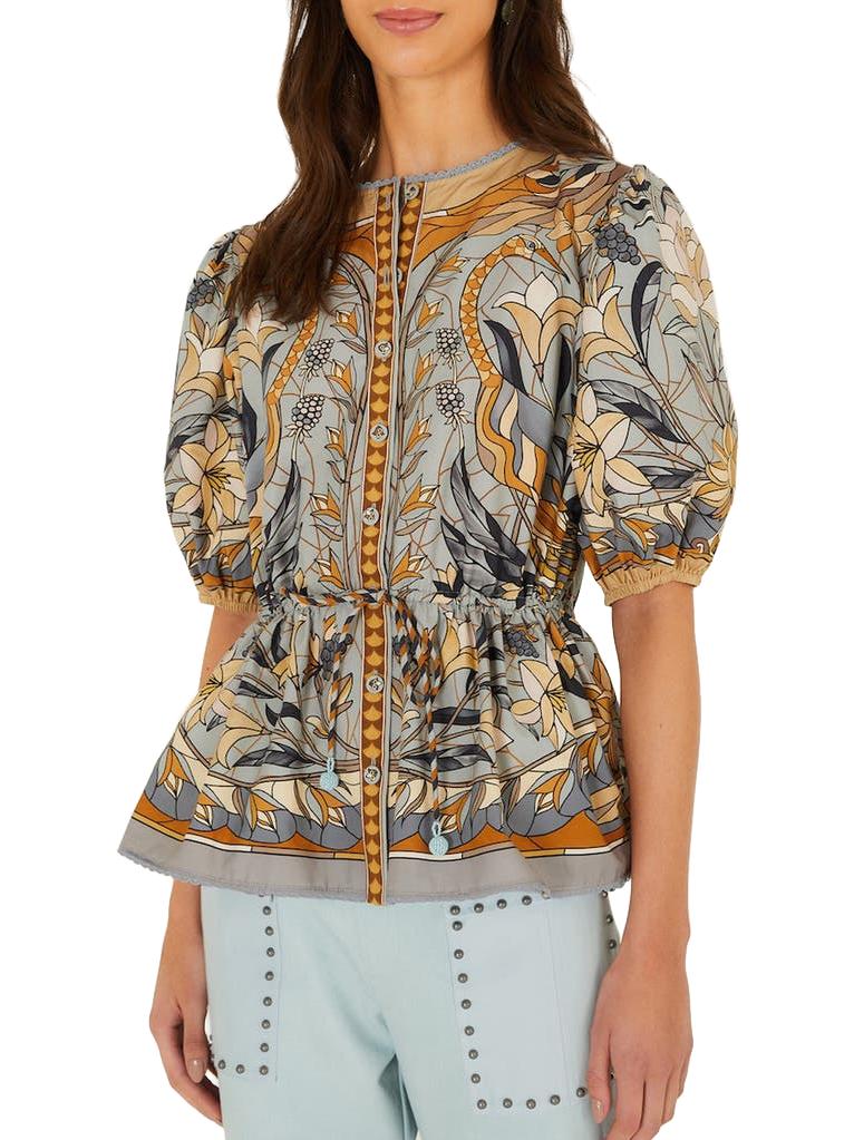FARM RIO FARM Rio Stained Glass Beauty Half Placket Cotton Top