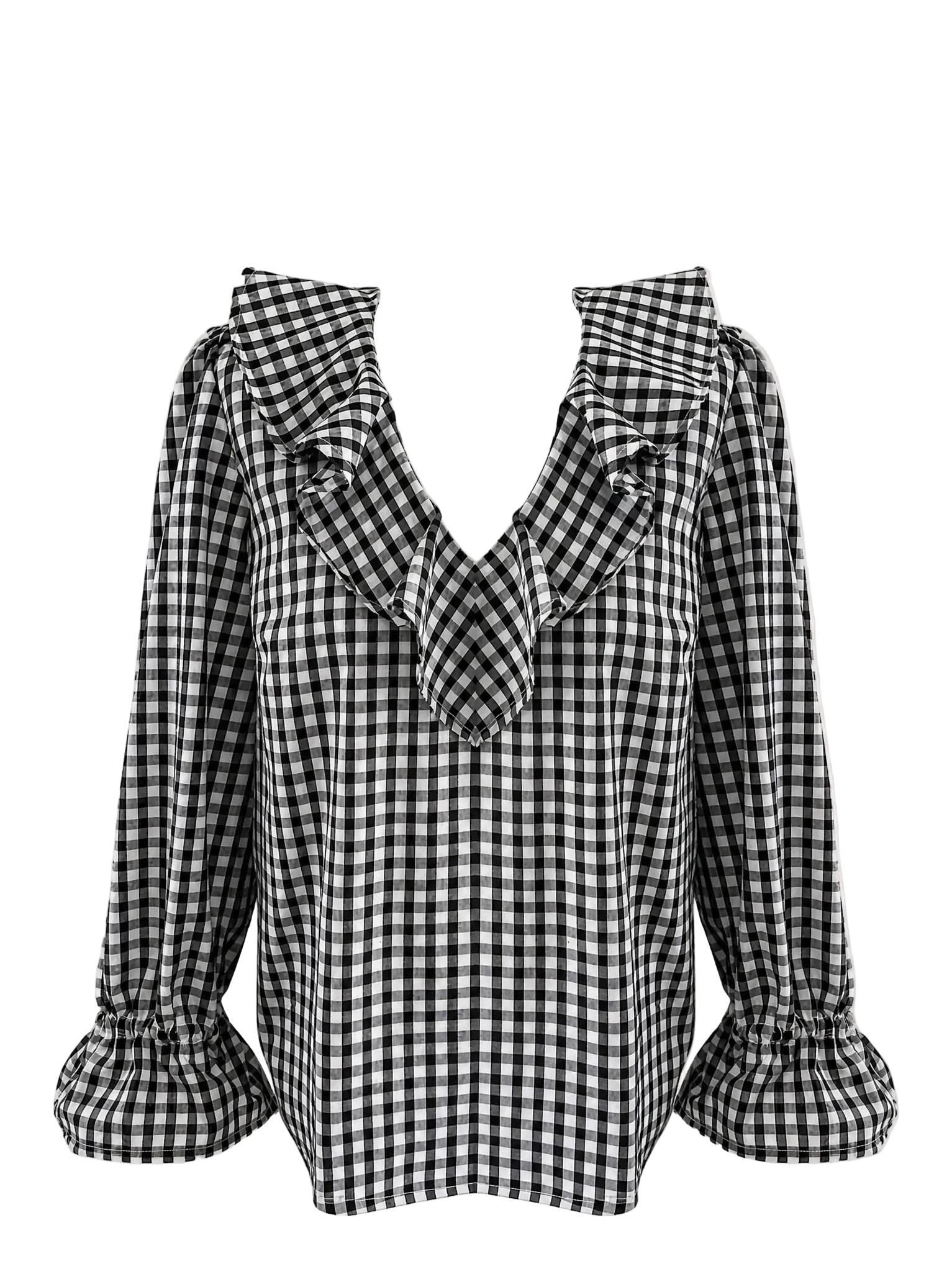 PRINCESS POLLY Princess Polly Covey Check Smocked Crop Shirt