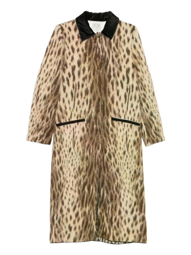 FORTE_FORTE Forte Forte Animal Print Contrast Collar Coat