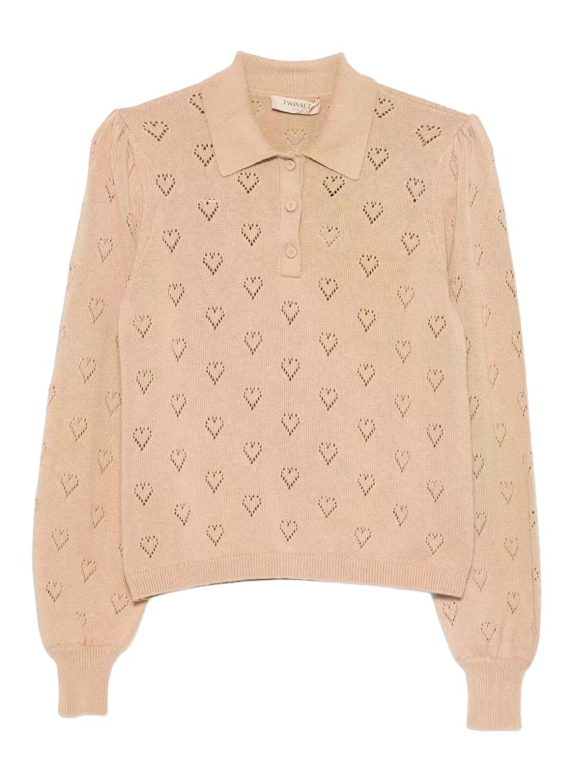 TWINSET TWINSET Pointelle Knit Buttoned Polo Shirt