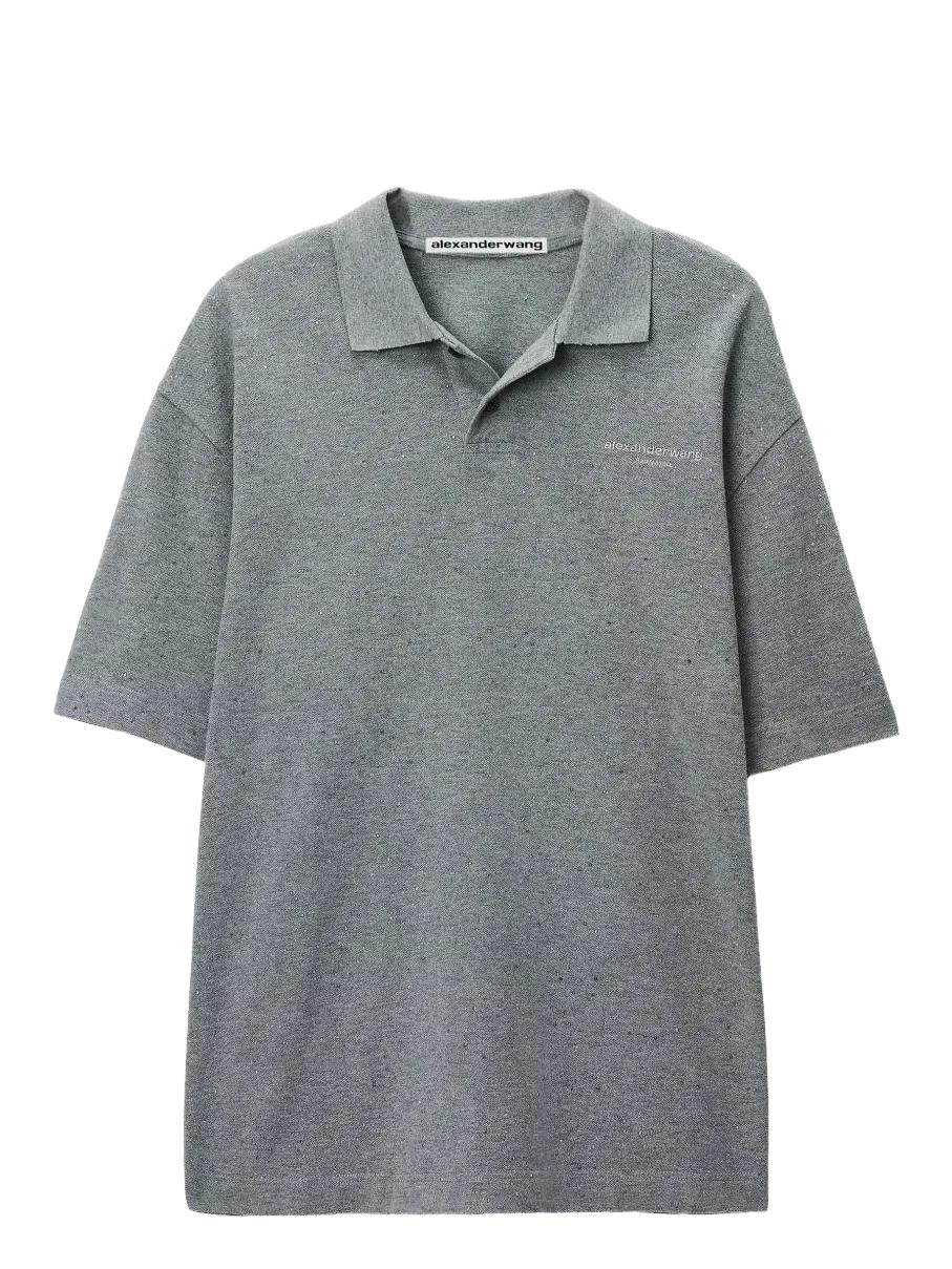 ALEXANDER WANG Alexander Wang Crystal-Hotfix Short-Sleeve Polo Shirt