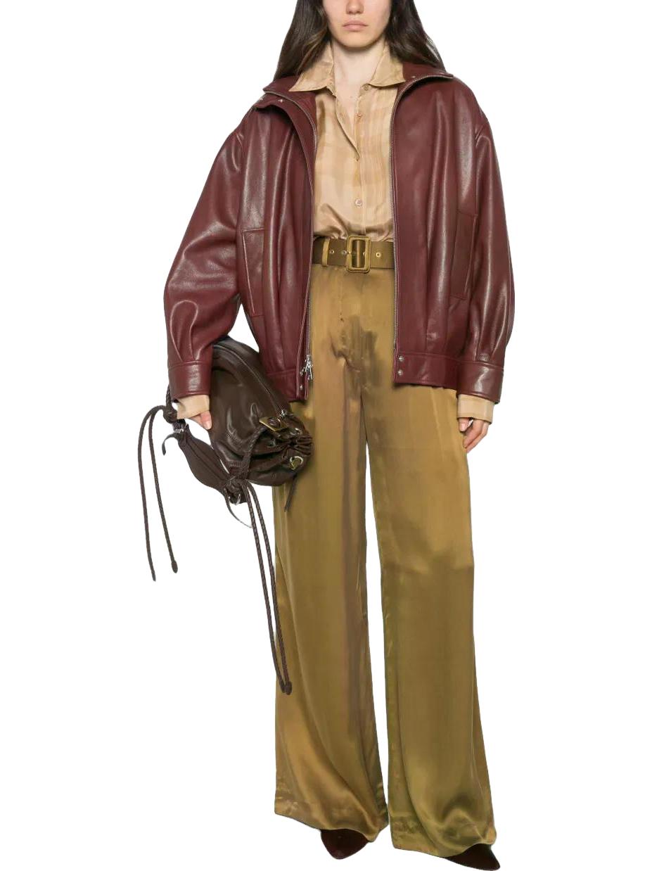 ZIMMERMANN ZIMMERMANN Tuck Belted Satin-Finish Palazzo Pants