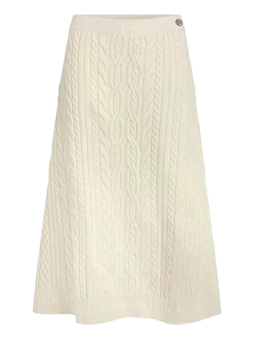 KARL LAGERFELD Karl Lagerfeld Wool-Blend Cable Knit Midi Skirt