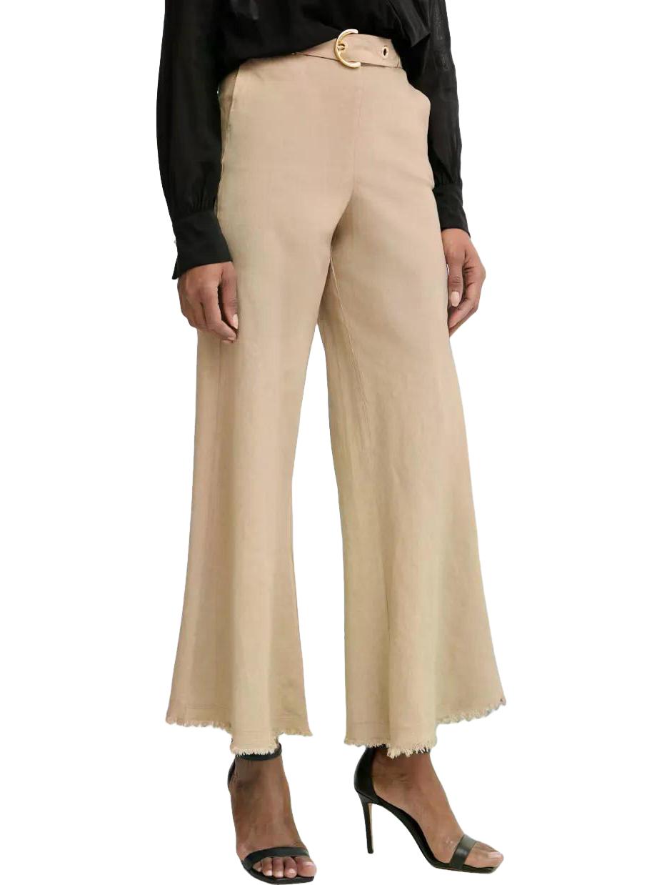 PINKO PINKO Belted Wide Leg Trousers with Frayed Hem