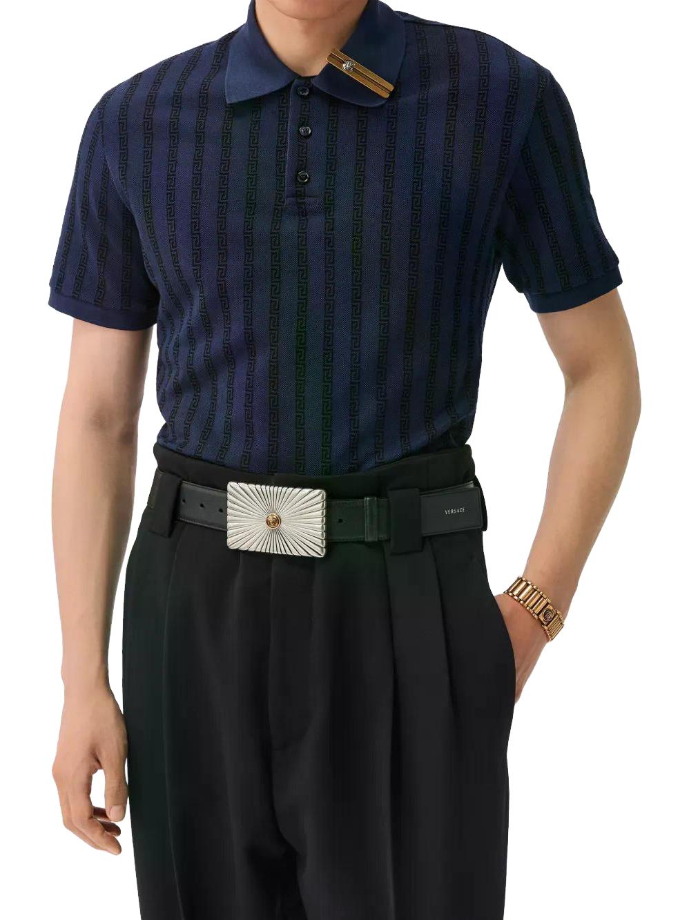 VERSACE jacquard cotton piqué polo