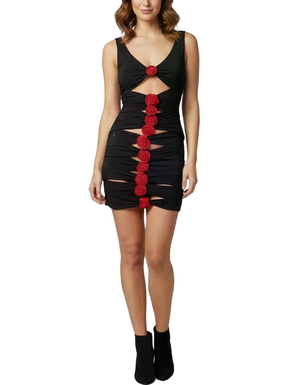 MAGDA BUTRYM Magda Butrym Sleeveless Rose Embellished Ruched Mini Dress