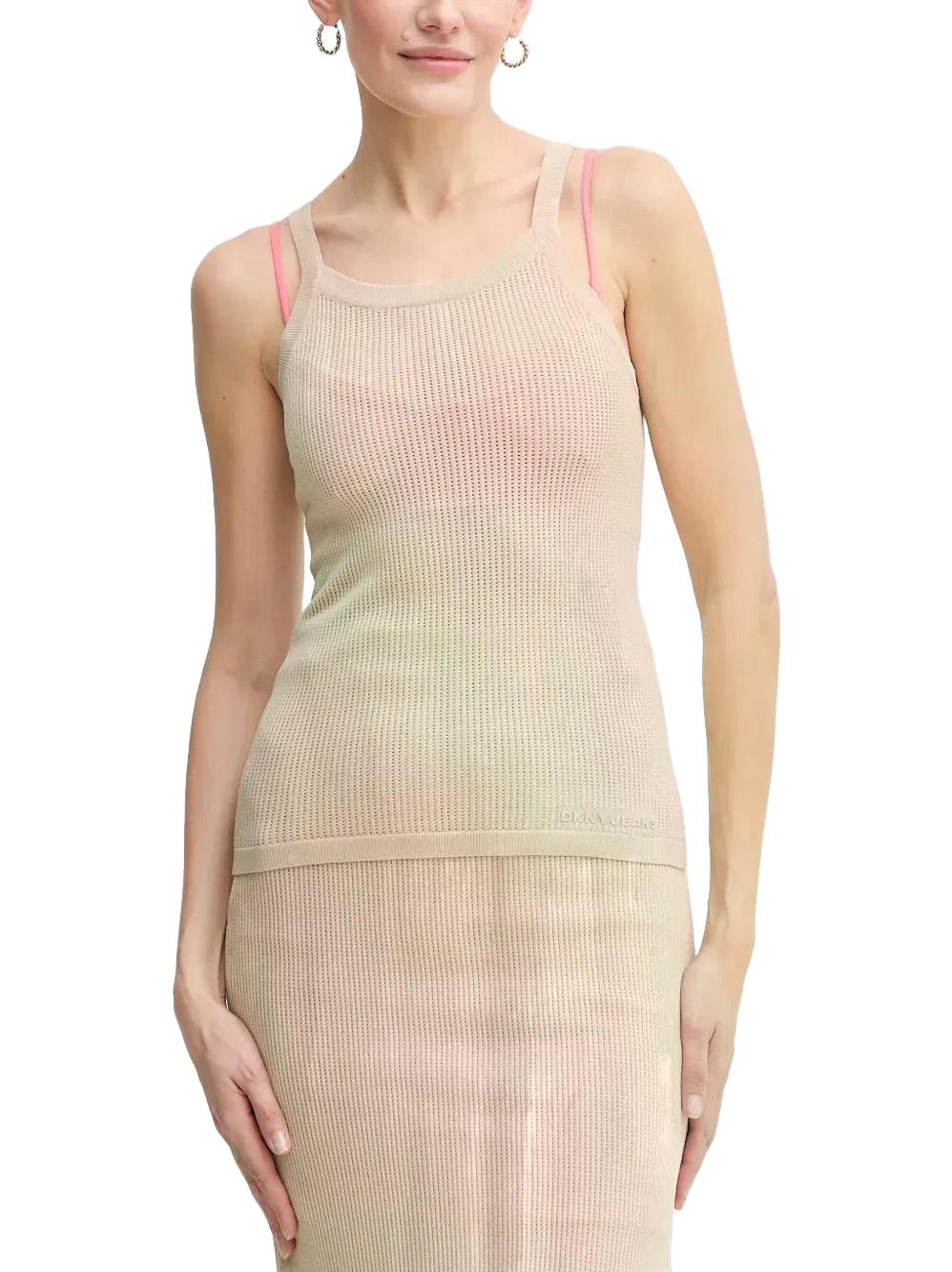 DKNY DKNY Ribbed Knit Sleeveless Scoop Neck Top