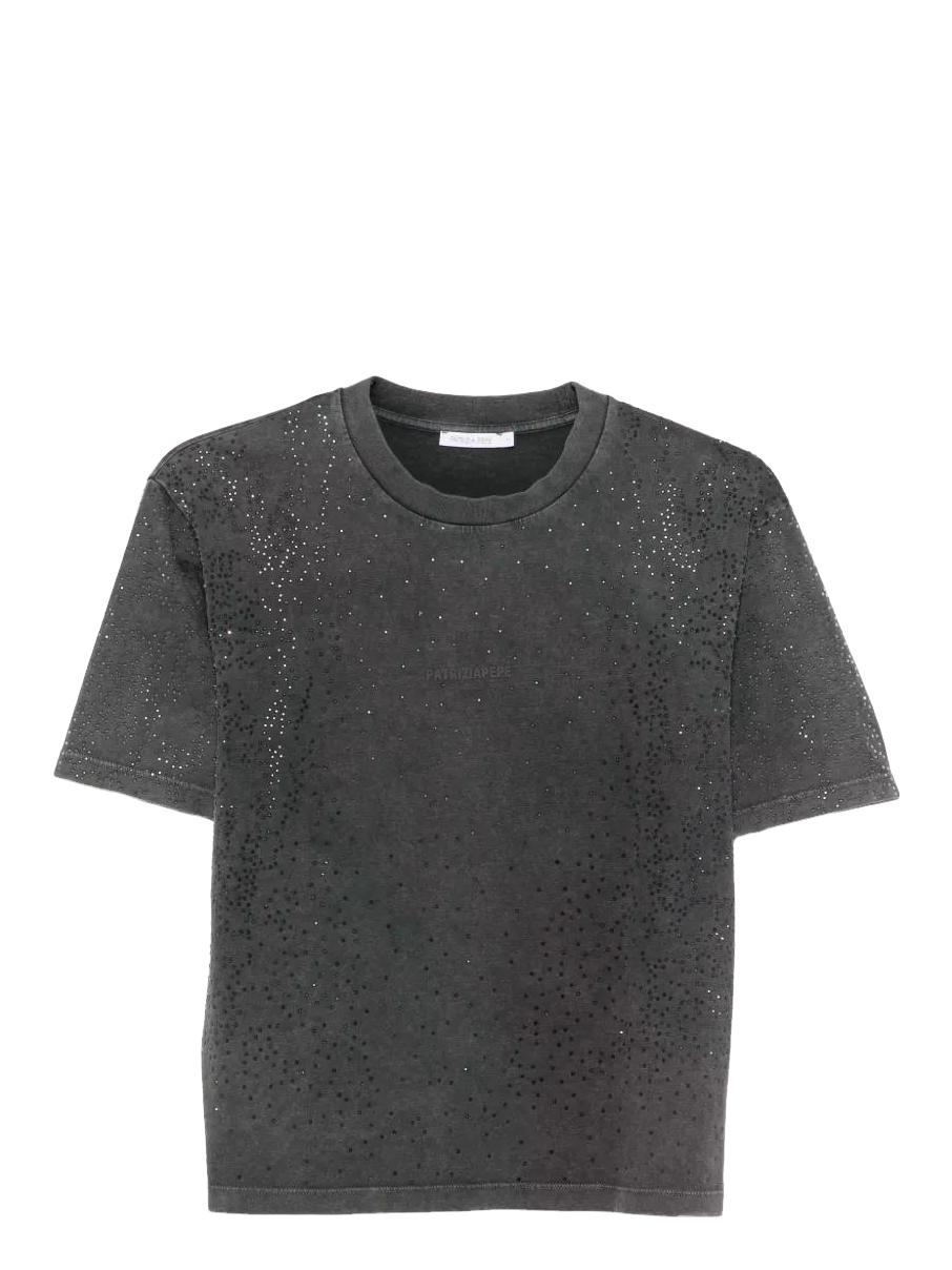 PATRIZIA PEPE Patrizia Pepe Rhinestone Embellished Acid Wash T-Shirt