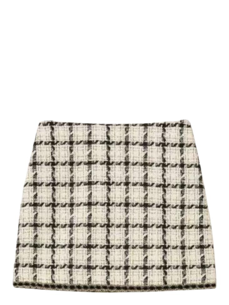 TWINSET Plaid Bouclé Mini Skirt