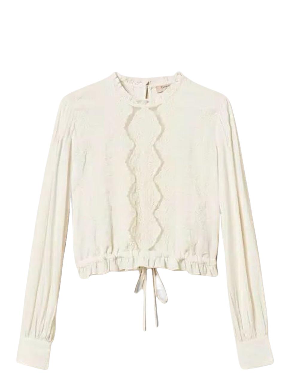 TWINSET Twinset Lace Panel Long Sleeve Top