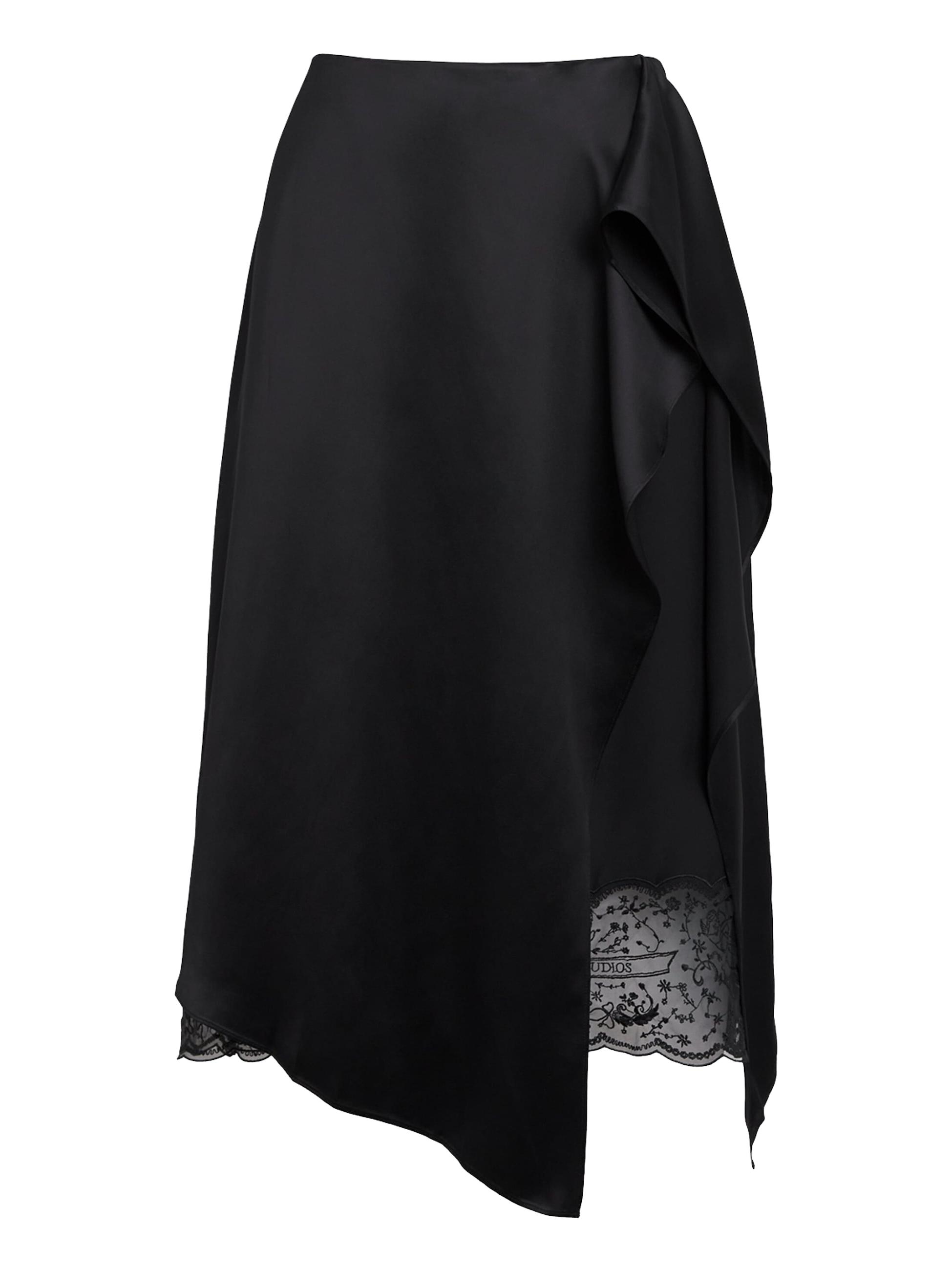 ACNE STUDIOS Acne Studios Layered Satin Midi Skirt with Lace Detail