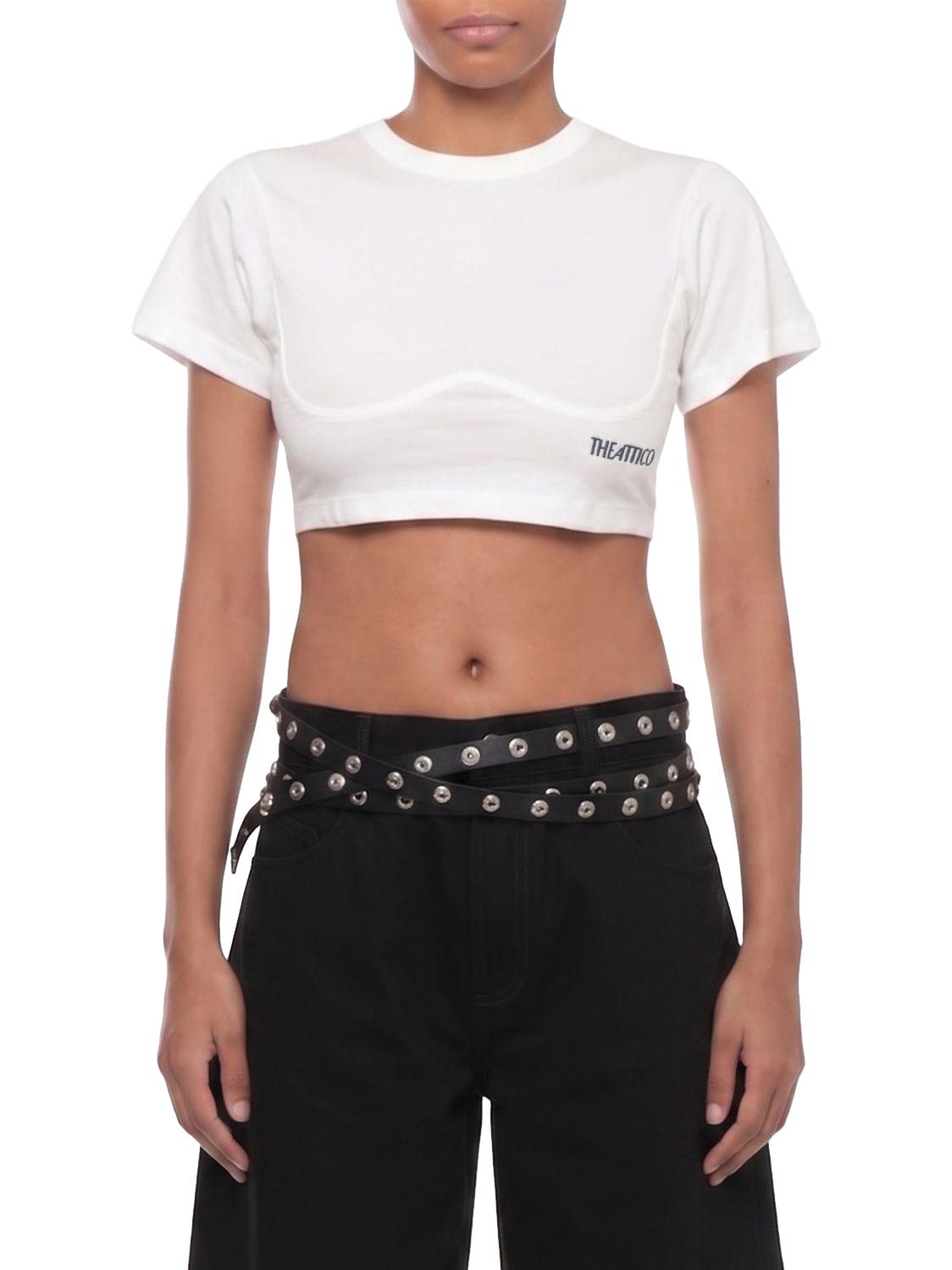 ATTICO The Attico Cropped Cotton T-Shirt with Embroidered Logo