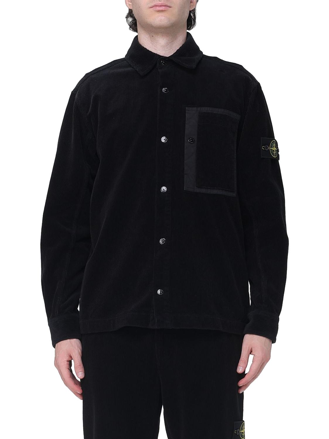 STONE ISLAND velvet shirt jacket with compass logo