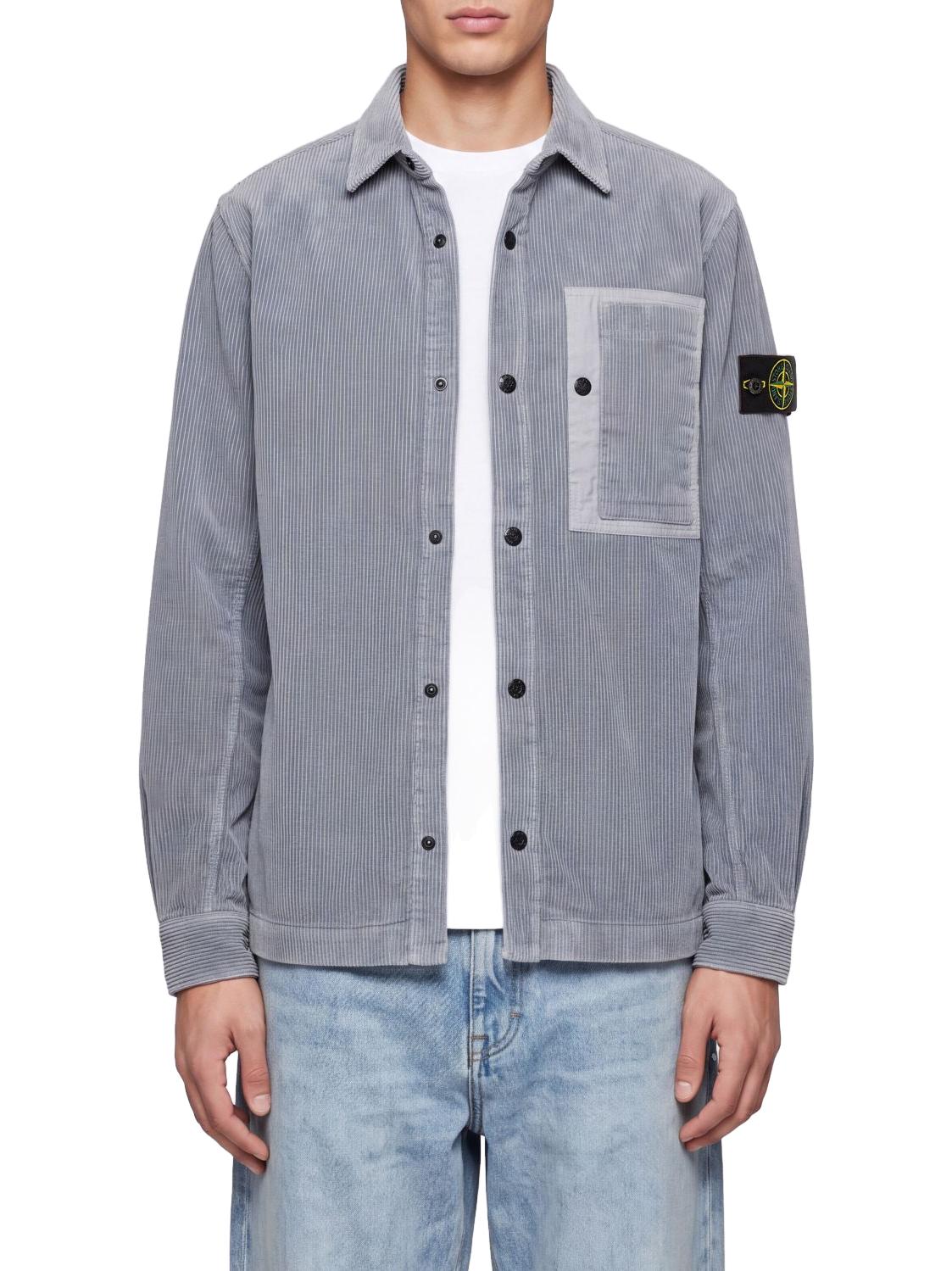 STONE ISLAND velvet shirt jacket with compass logo