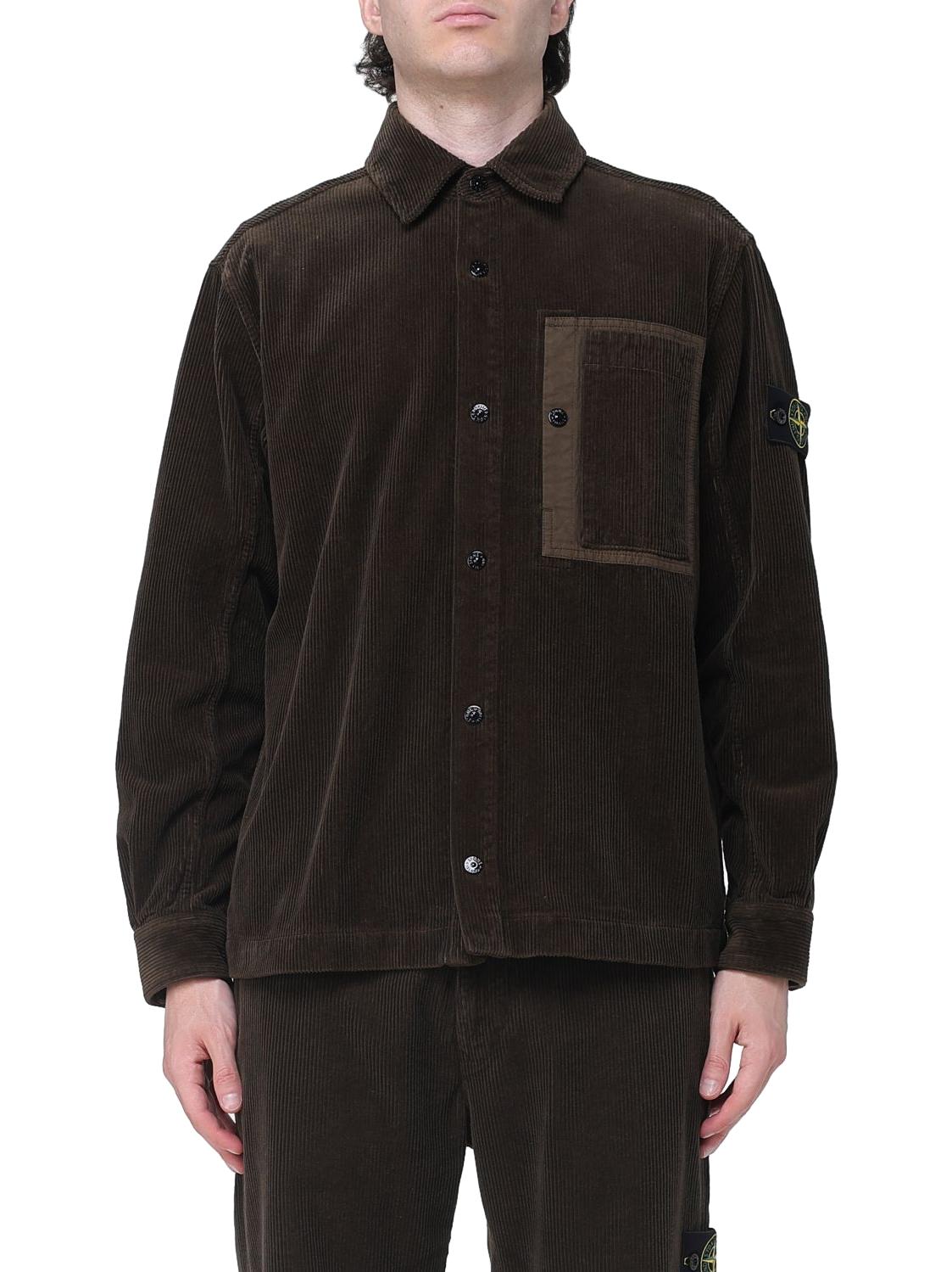 STONE ISLAND velvet shirt jacket with compass logo