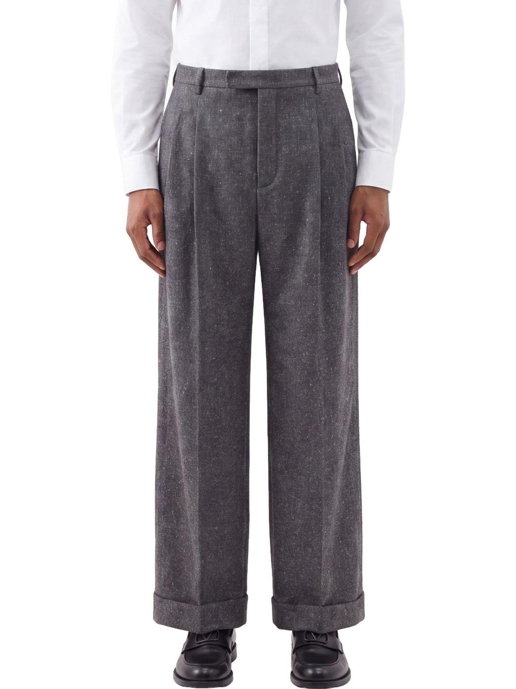 VALENTINO Valentino Garavani Wide-Leg Tailored Wool Blend Trousers with Turn-Up Cuffs