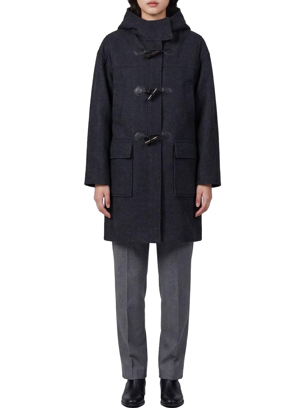GANNI Ganni Long Hooded Wool and Cashmere Blend Duffle Coat