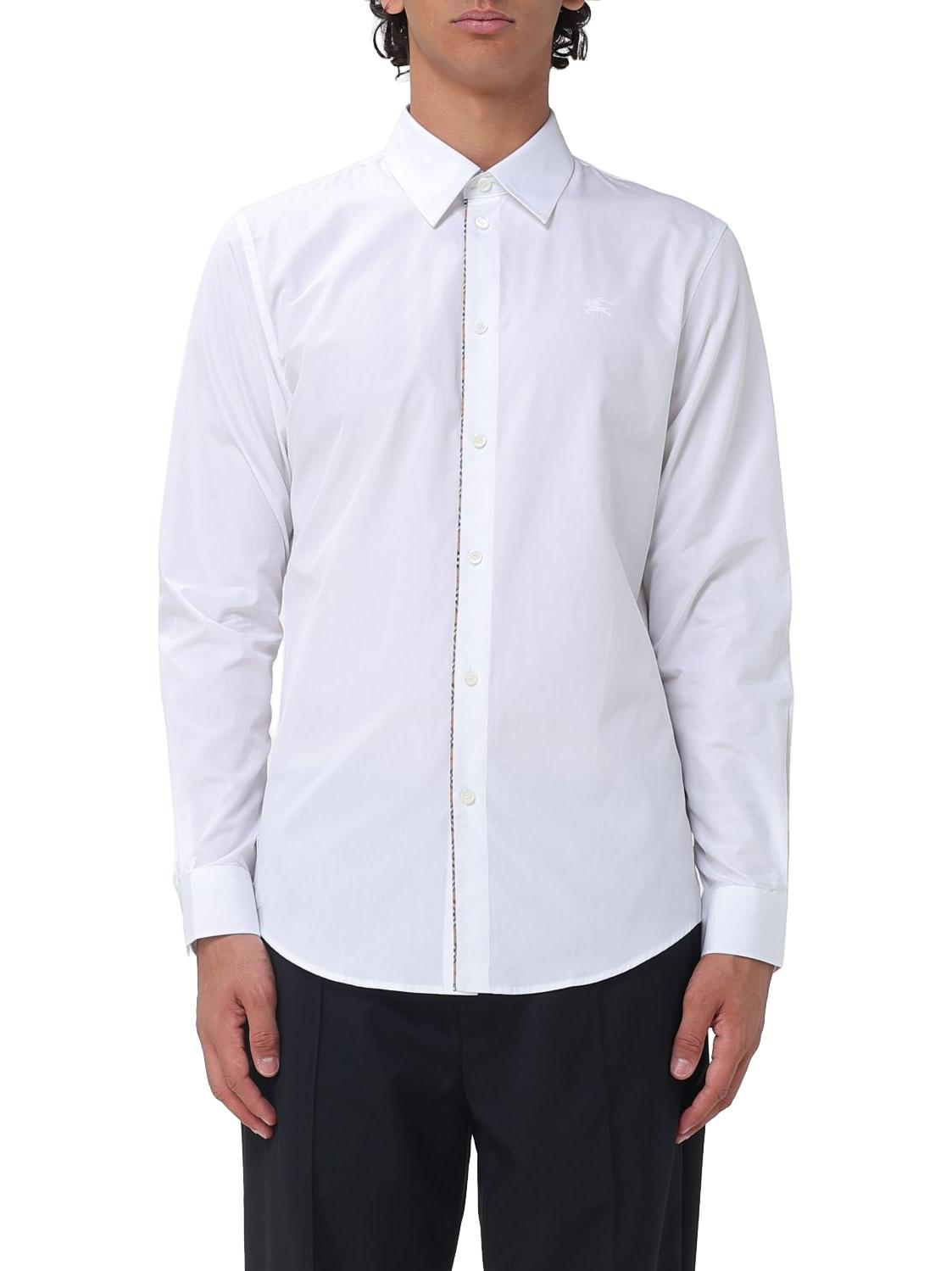 BURBERRY slim fit cotton poplin shirt with tone-on-tone ekd logo