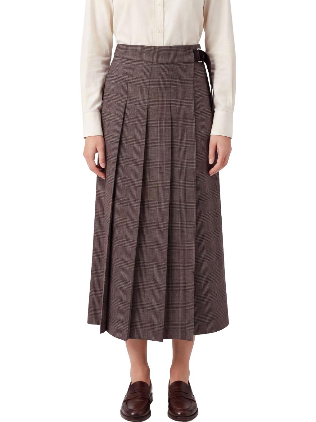 PAROSH Parosh Riley Prince of Wales Check Pleated Midi Wrap Skirt