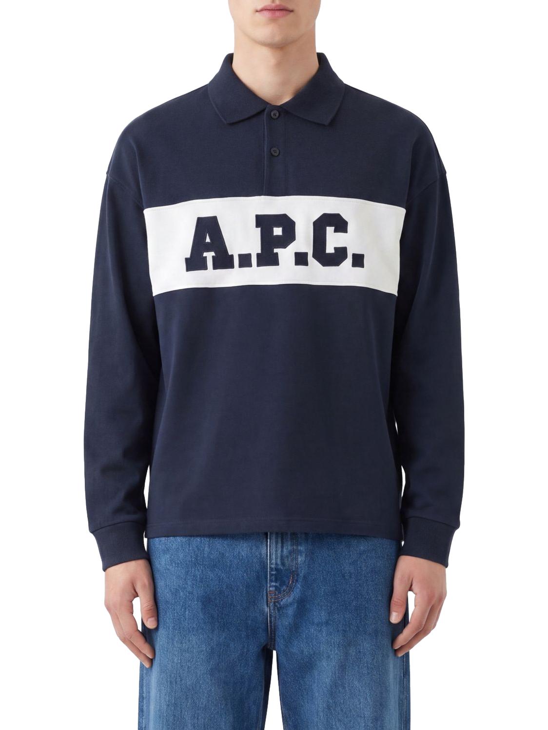 A.P.C. long-sleeved cotton polo shirt with contrast logo