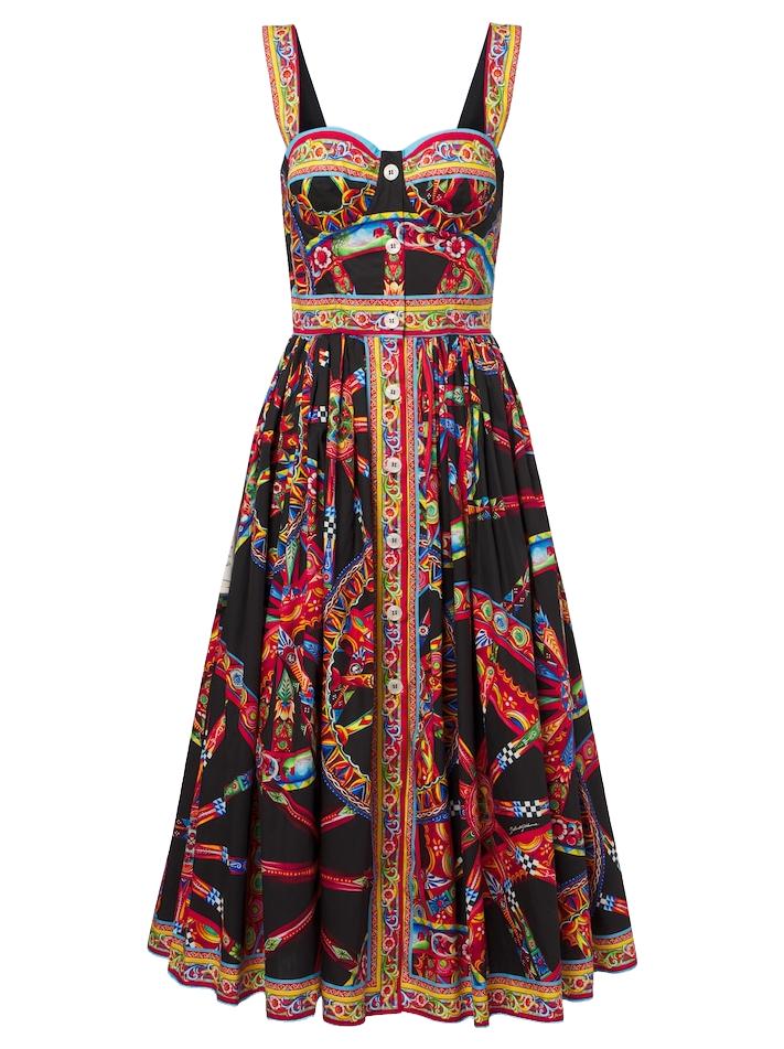 DOLCE & GABBANA Dolce&Gabbana Carretto Cotton Poplin Midi Dress