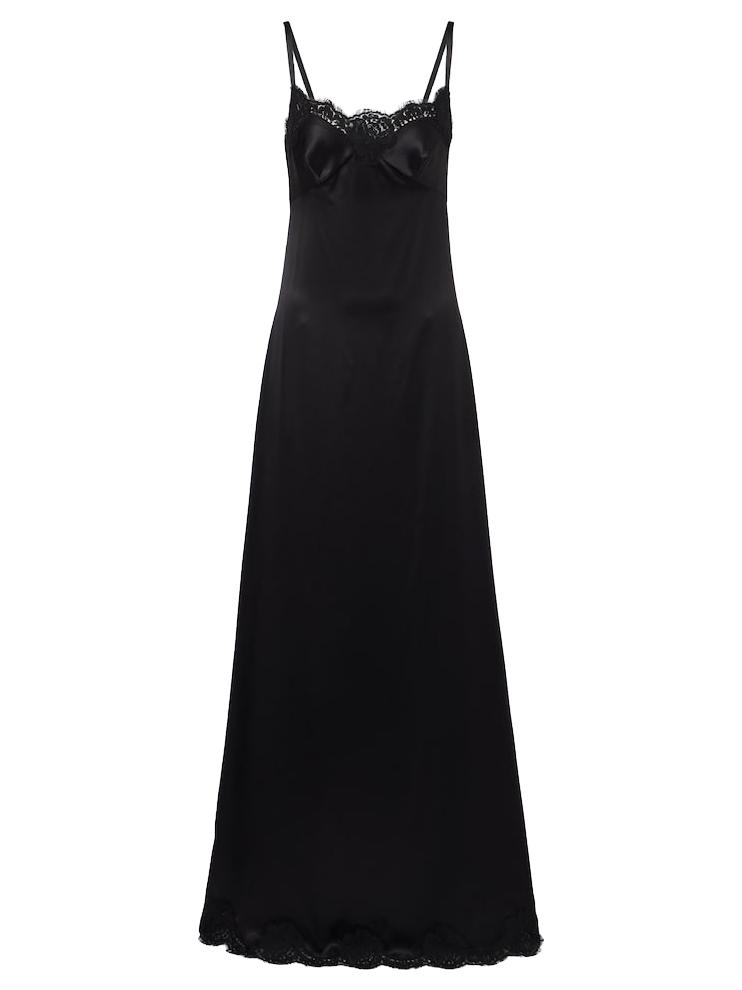 LOVESHACKFANCY Isolie Lace Satin Maxi Dress