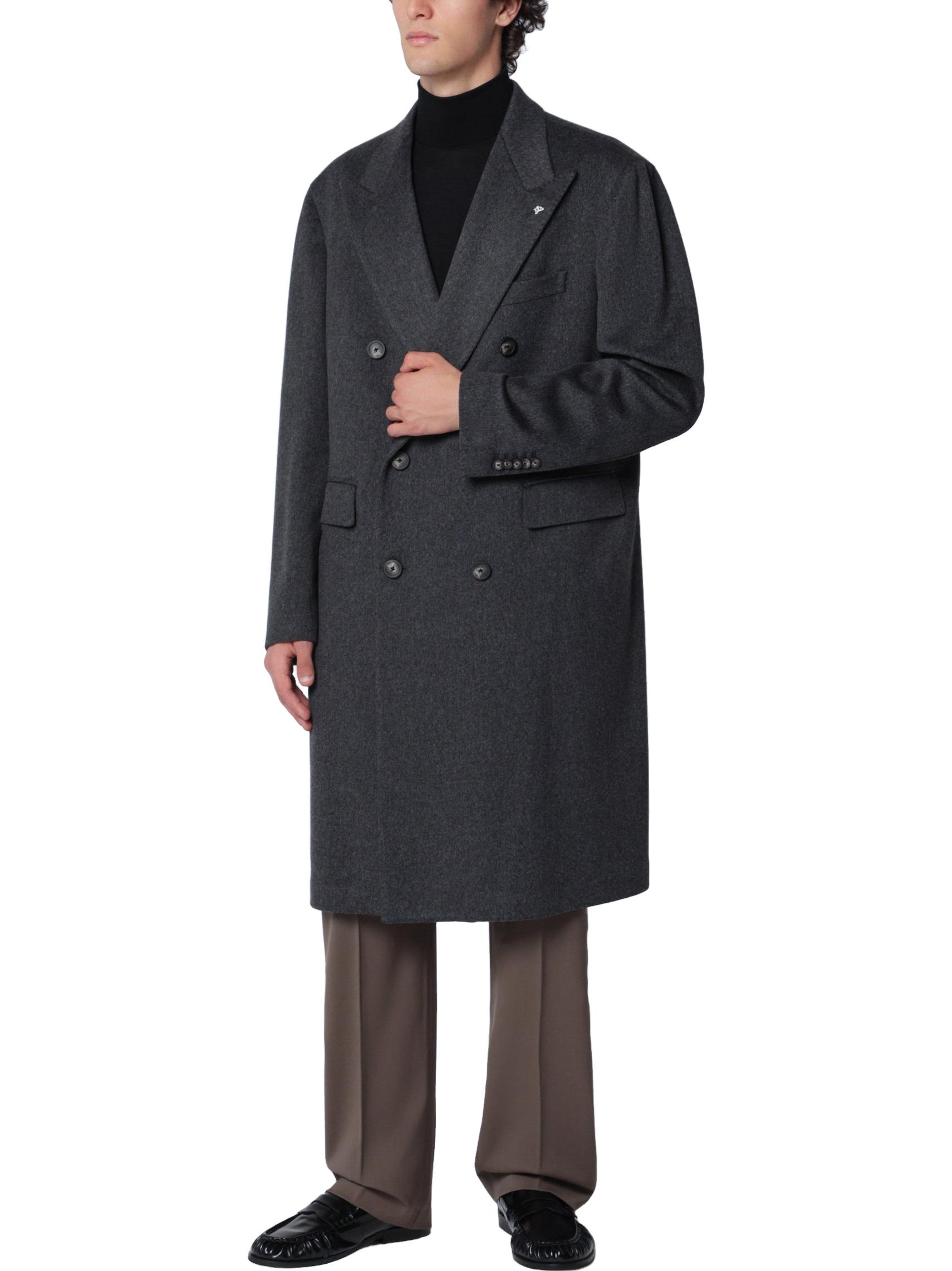 TAGLIATORE Anthracite Double-Breasted Wool Coat