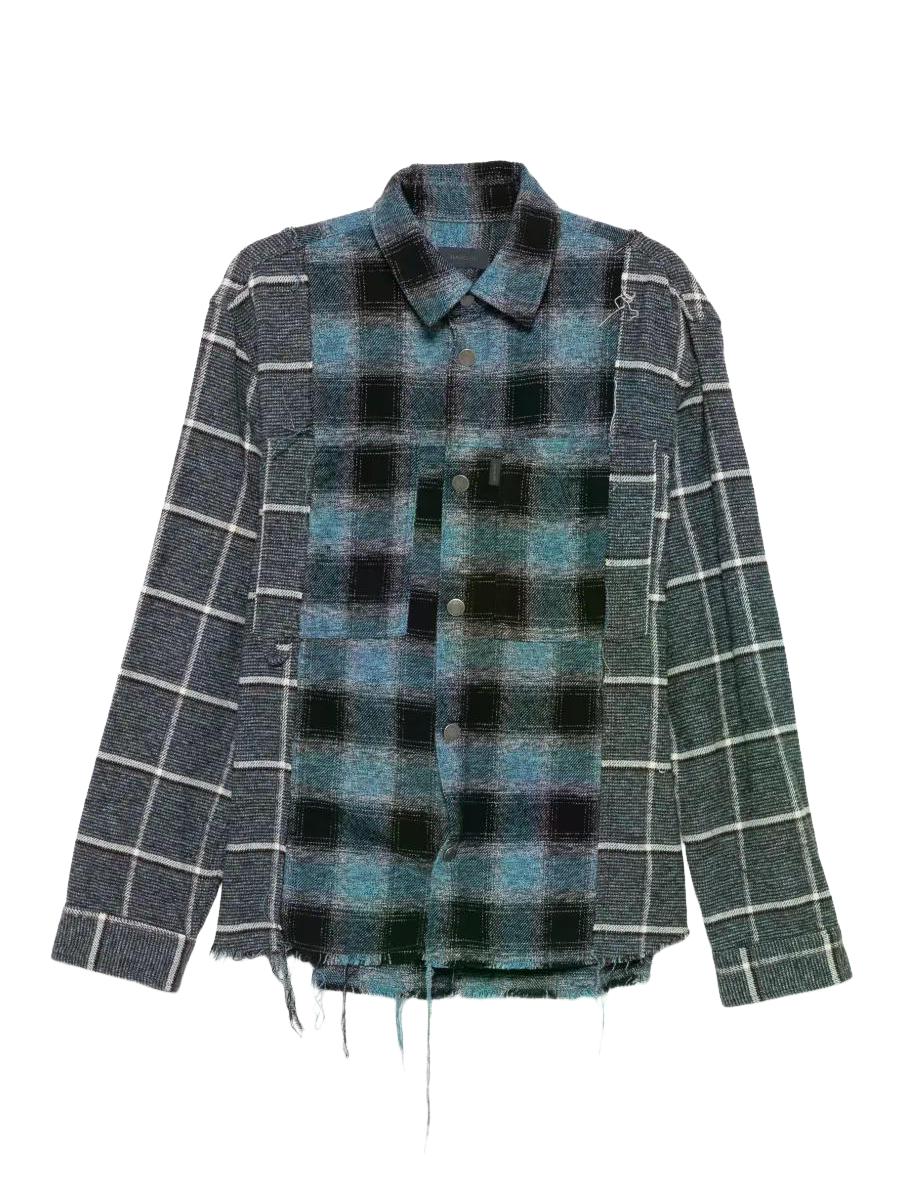 HAIKURE check-pattern frayed shirt