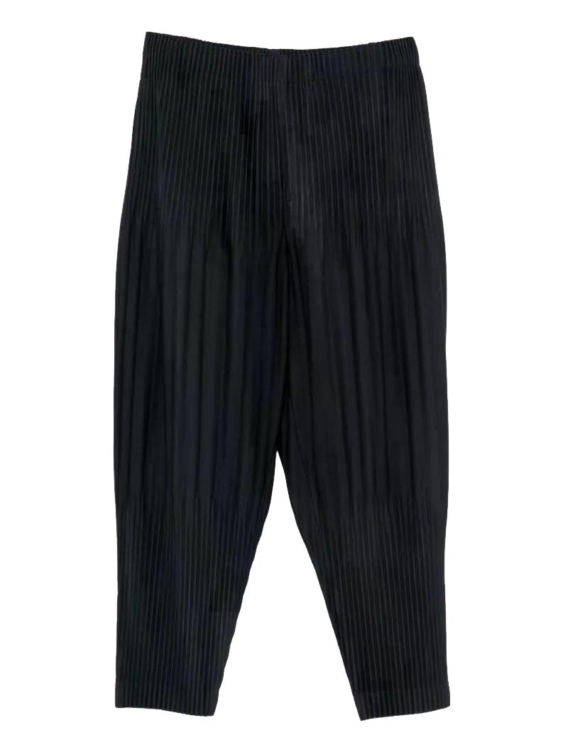 ISSEY MIYAKE Homme Plissé Issey Miyake Navy Blue Pleated Tapered Trousers