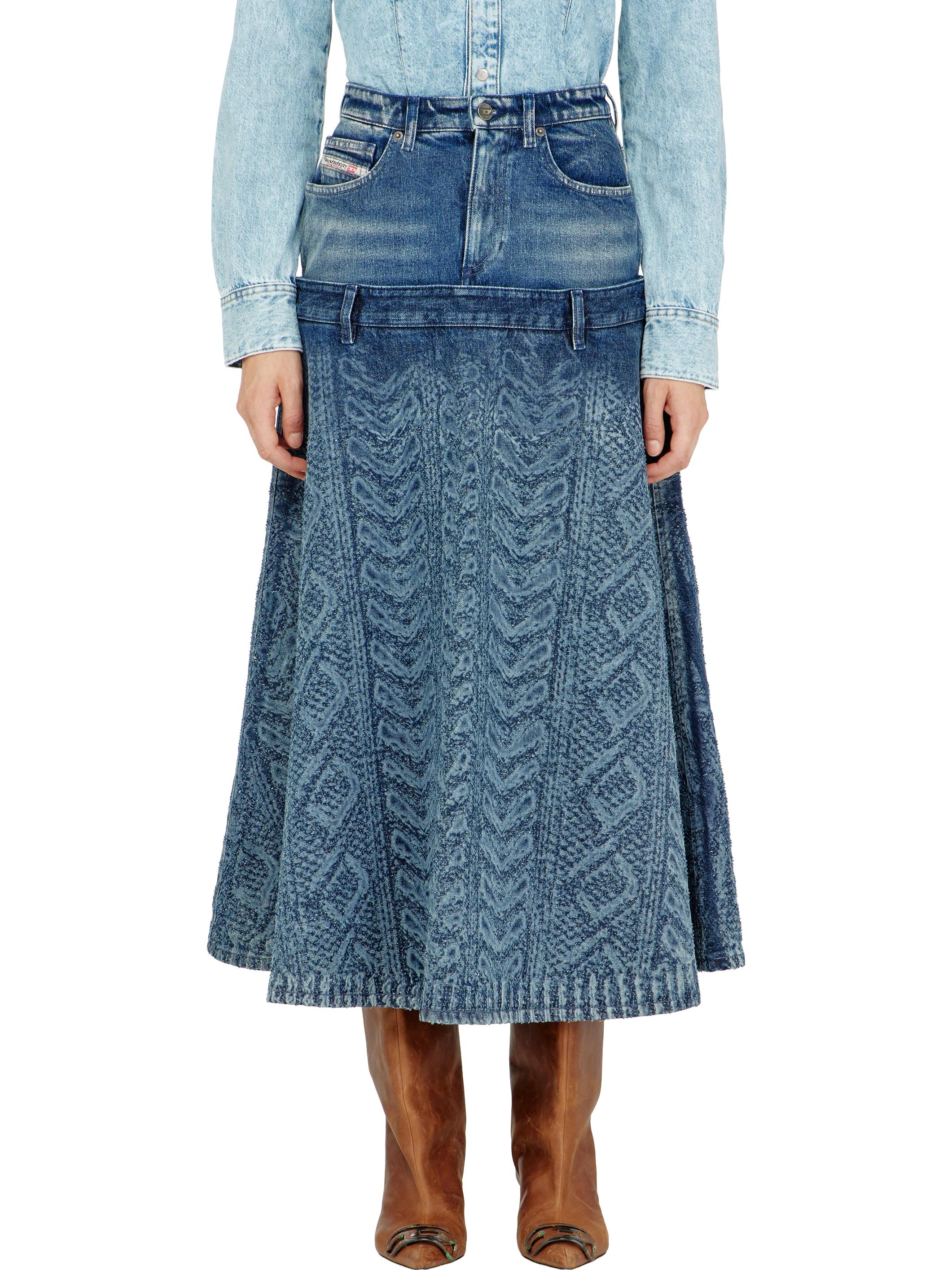 DIESEL® Diesel Midi Skirt in Cable-Knit Effect Denim