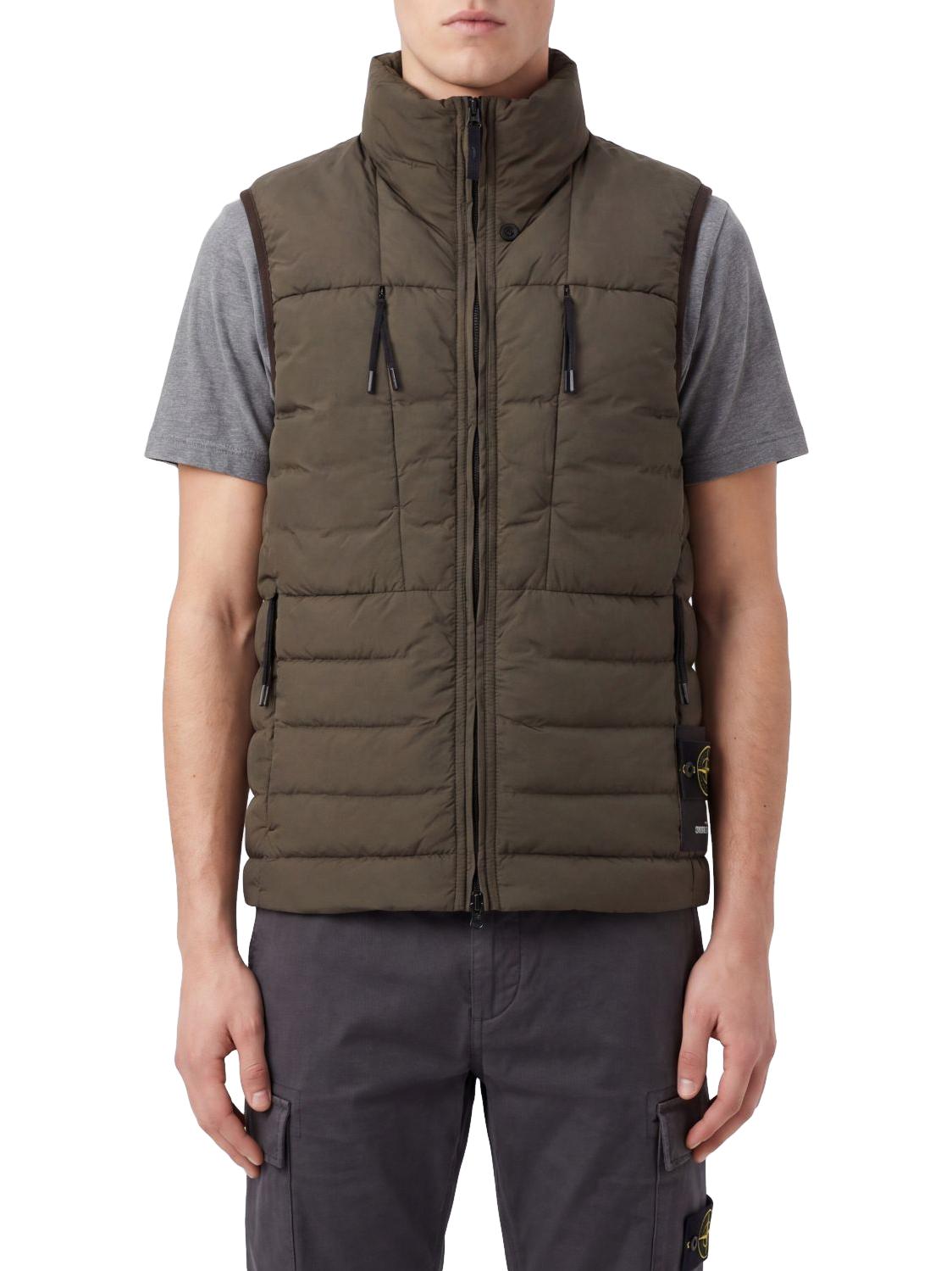 STONE ISLAND Stone Island Quilted Nylon Vest with Funnel Neck and Compass Logo