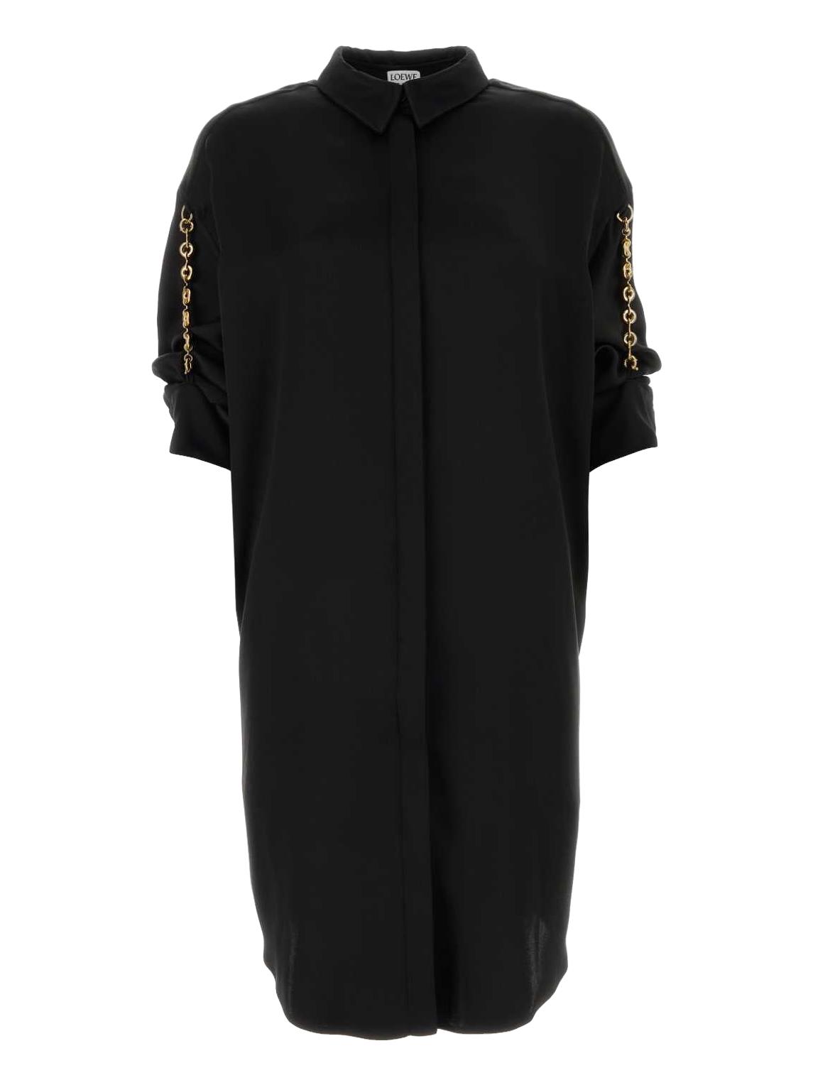 LOEWE Loewe Short-Sleeved Midi Shirt Dress with Chain Detail