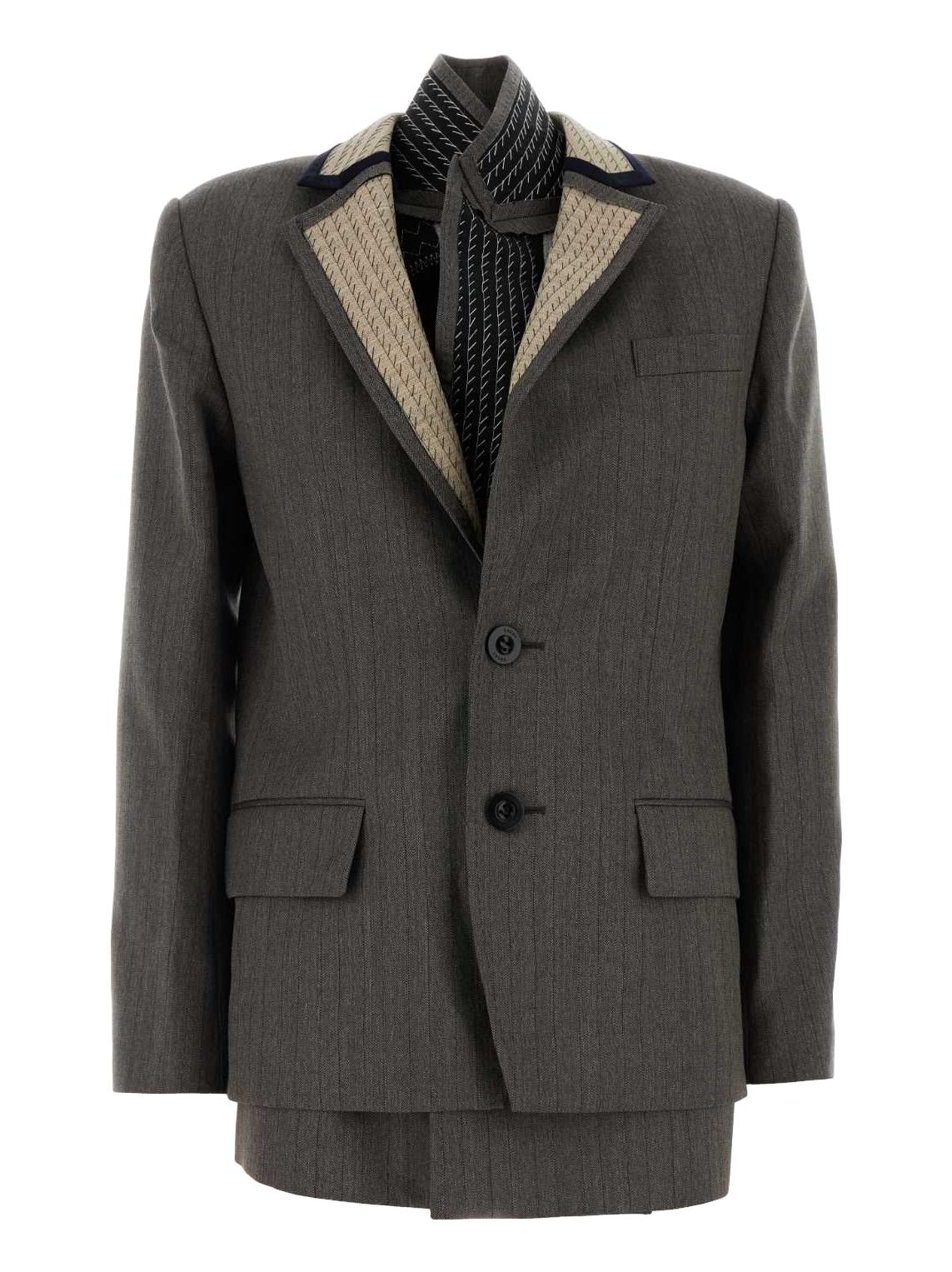 SACAI Sacai Paneled Herringbone Wool Blend Pants