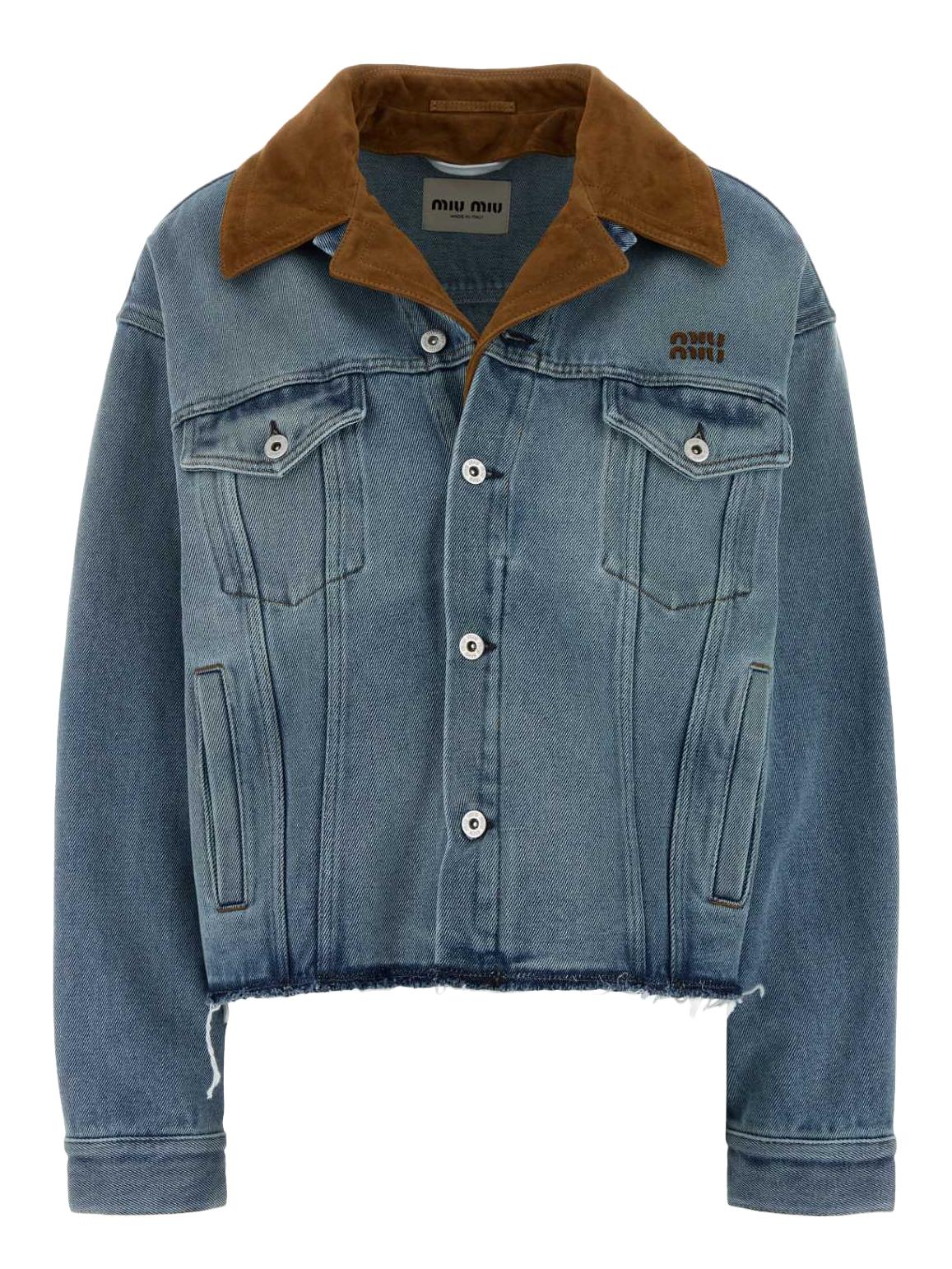 MIU MIU MIU MIU Frayed Denim Mini Skirt