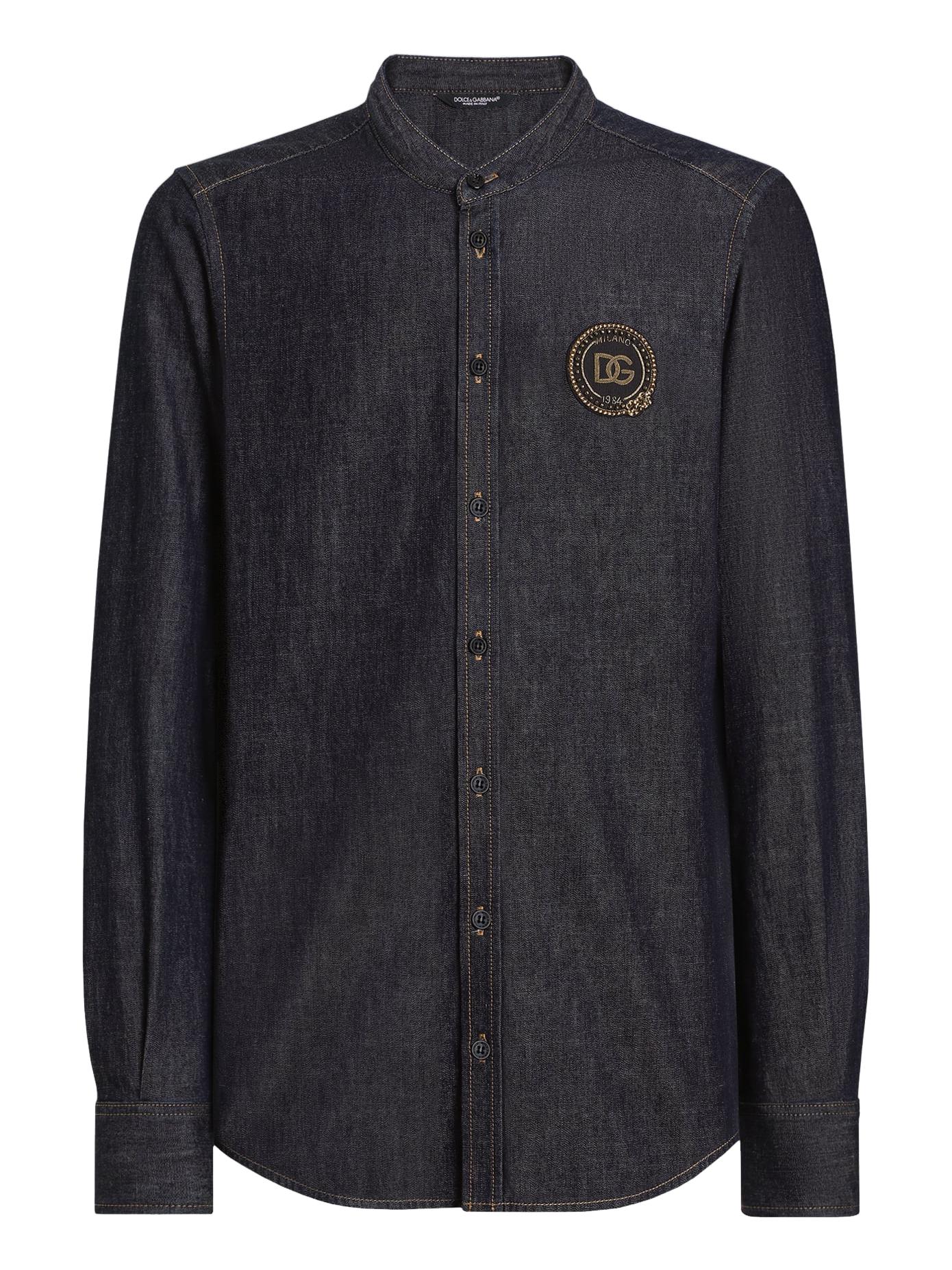 DOLCE & GABBANA denim martini shirt with patch