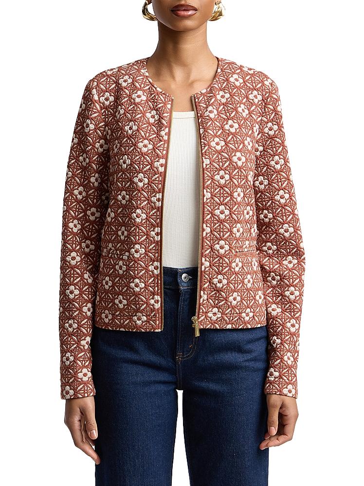 BAGATELLE Bagatelle Jacquard Collarless Zip-Up Jacket