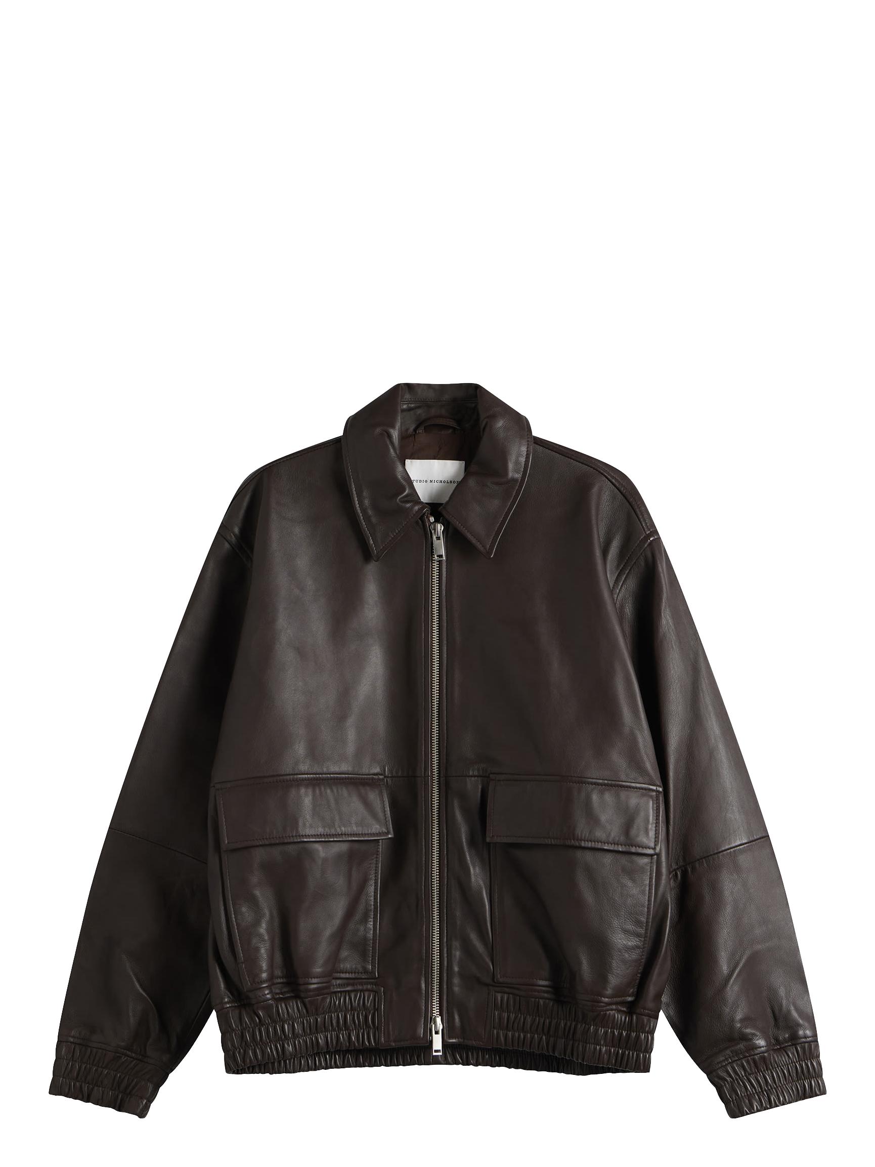 STUDIO NICHOLSON Studio Nicholson Piston Leather Bomber Jacket