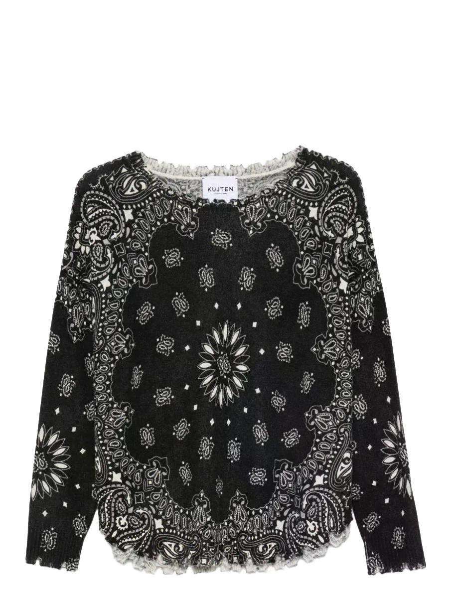 MARINA RINALDI Marina Rinaldi Collarless Tweed Jacket with Fringed Edges and Goldtone Buttons