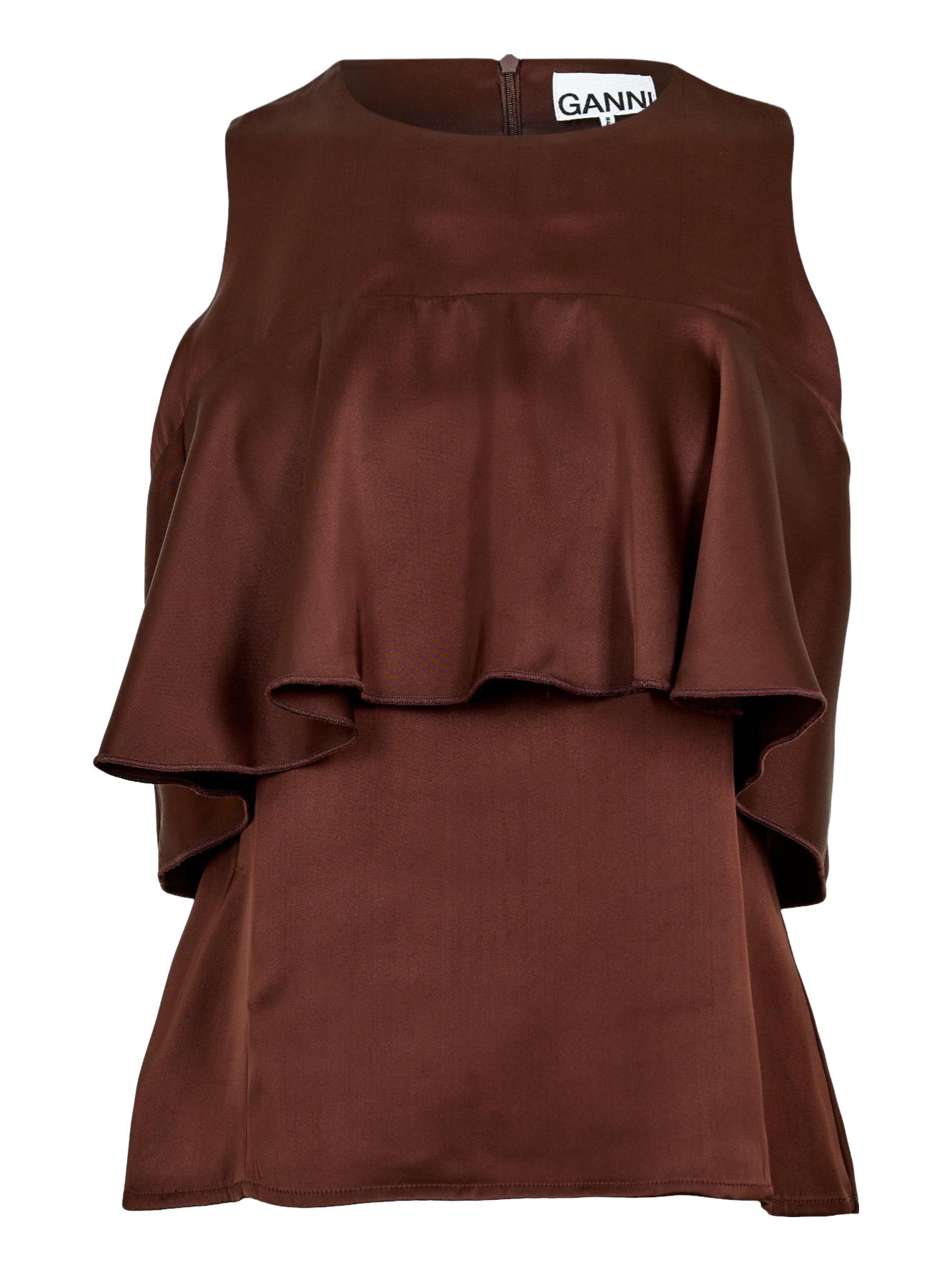 GANNI Ganni Short Sleeve Blouse with Ruffle Detail